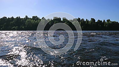 Fast Flow in the Wide Shallow River, View on a Stones at the Bottom ...