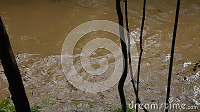 Fast Flowing Dirty Brown Flood Water Stock Video - Video of change ...