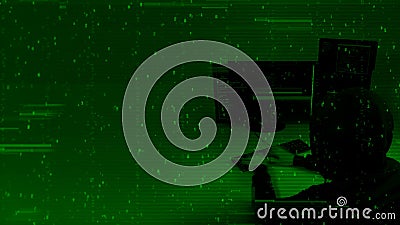 Fast Hands Hacker Programmer Type Data on Keyboard, Green Background ...