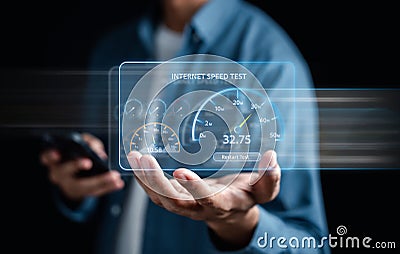 Fast Internet Connection Speedtest Bandwidth Network Technology, Man ...