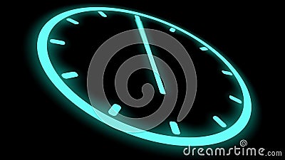 Fast Moving Clock Neon Bright Glowing Spinning Animation 3D Rendering ...