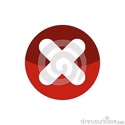 Fat Cross In Circle Icon, Flat Style Vector Illustration ...