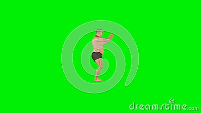 Fat Man Doing a Silly Chicken Dance, Side View Seamless Loop, Green ...