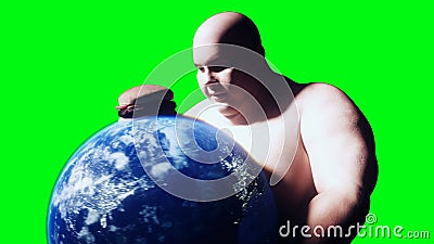 The Fat Man Holds the Earth in His Hands. Obesity Problem Concept ...