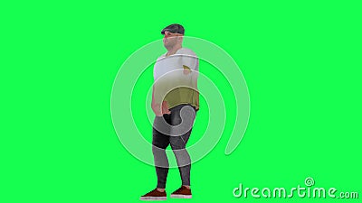 Fat Man Lifting Heavy Object from Right View on Green Screen Stock ...