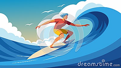 A Fearless Surfer Performs A Daring Maneuver As They Ride Down The Face ...