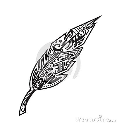 Feather Tattoo Abstract On White Background Stock Vector - Image: 53627371
