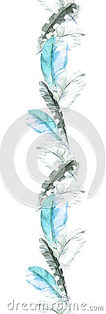 Feathers Border. Seamless Strip. Water Color Royalty-Free Stock ...