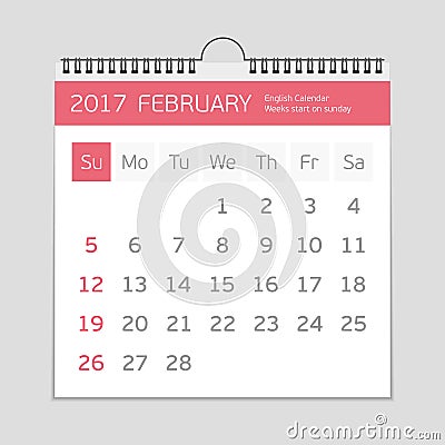 2017 February Calendar Template. Vector Illustration | CartoonDealer ...