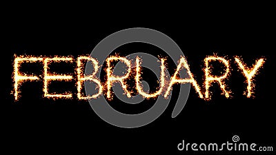 February Golden Text Blinking Particles with Golden Fireworks Display ...