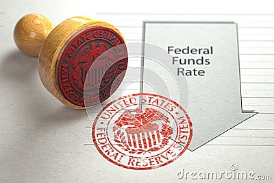 Federal Funds Rate Decrease. Arrow With Cut Of Federal Fund Rate And ...