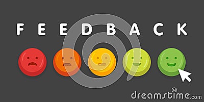 Feedback Emoticon Emoji Smile Icon Buttons With Mouse Click ...