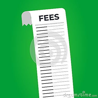 Fees Bill. Clipart Image Isolated On Green Background. Cartoon Vector ...