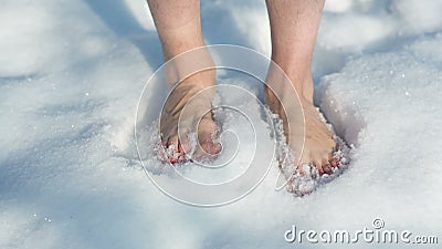 Feet on the snowy ground stock video. Video of cold, ethnoscience ...