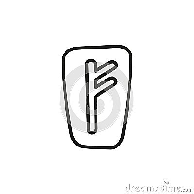 Fehu Rune Written On A Stone. Vector Illustration. Isolated On White ...