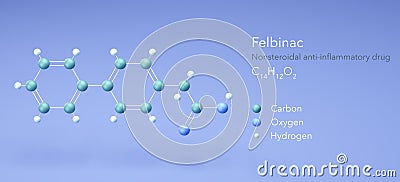 Felbinac Molecule, Molecular Structures, Biphenylylacetic Acid, 3d ...