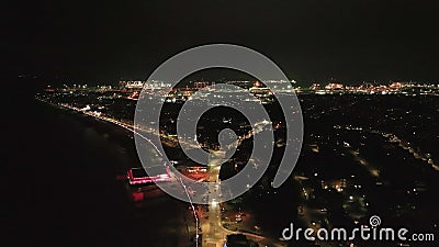 Felixstowe Promenade at Night Aerial View Stock Footage - Video of ...