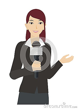 Female Announcer/broadcaster. Simple Flat Illustration. | CartoonDealer ...