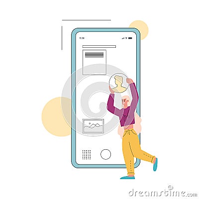 Female Developer Making Mobile App Web Design. UX Design Process, Flat ...