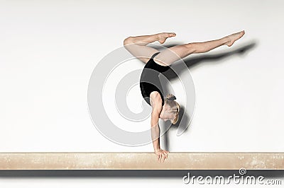 Young Gymnast on Balance Beam Stock Image - Image of event, olympic ...