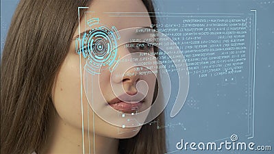 A Female Eye with a Futuristic Vision System. Reading Data, Hud User ...