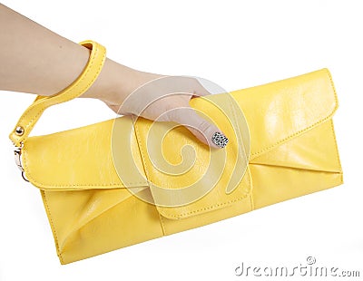 Female Hand Holding Yellow Clutch Bag Royalty-Free Stock Photo ...