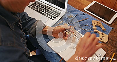 Female Luthier at Work in Her Workshop Stock Video - Video of camera ...