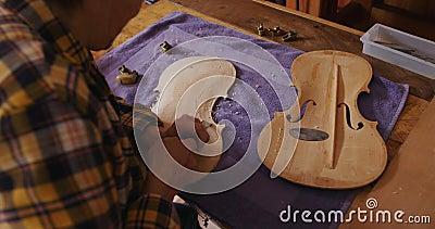 Female Luthier at Work in Her Workshop Stock Footage - Video of ...