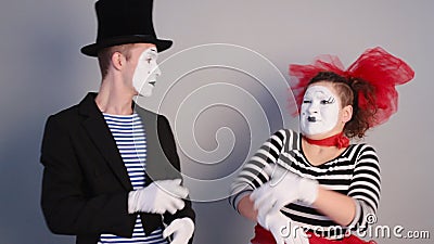 Female Mime Holding Invisible a Mask Stock Footage - Video of comic ...