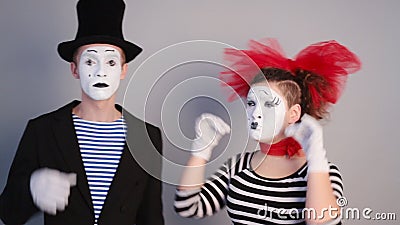 Female Mime Holding Invisible a Mask Stock Footage - Video of comic ...