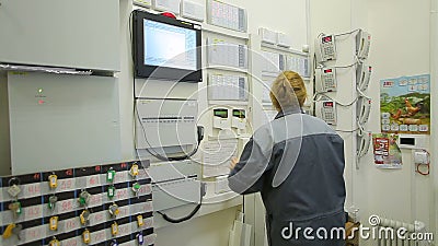 A Female Operator Puts Control of the Premises Stock Video - Video of ...