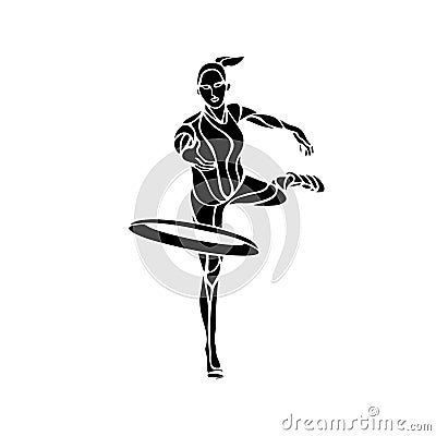 Female Player Is Throwing Flying Disc Vector Illustration ...