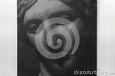 Female Portrait Made With Overlapping Twisted Wire Mesh Editorial Image ...