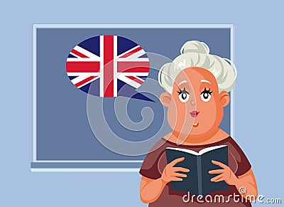 English Teacher Standing In Front Of The Blackboard Vector Illustration ...