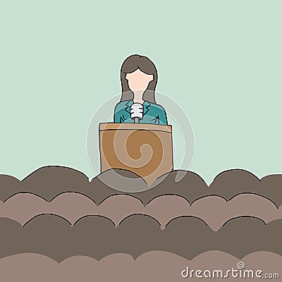 Female Public Speaker Cartoon Vector | CartoonDealer.com #44326631