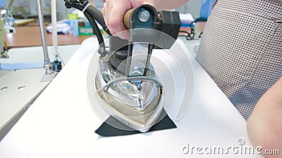 Female Tailor Stroking with Clothing Iron Stock Footage - Video of ...