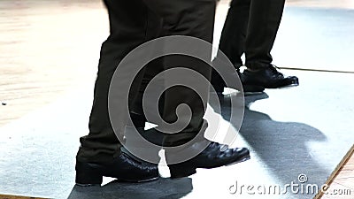 Female Tap Dancers Wearing Pants Showing Various Steps in Studio with ...