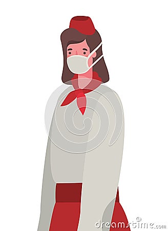 Female Waitress With Mask Vector Design | CartoonDealer.com #185230637