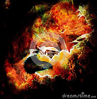 Fenix In Fire On An Abstract Background, Color With Spot Struc Royalty ...