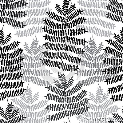 Fern Motif Nand Drawn Pattern. Green Forest. Seamless Pattern. Vector ...
