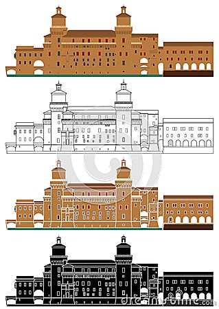 Ferrara Castle In Front View Vector Illustration | CartoonDealer.com ...