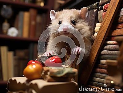 Ferret Reading Tiny Book In Mini Library Royalty-Free Stock Photo ...
