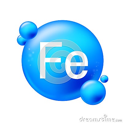 Ferrum, Fe. Icon Structure Chemical Element Round Shape Circle Light ...