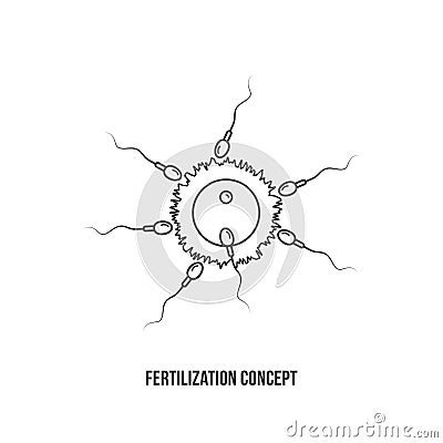 Fertilization Process Illustration With Thin Line Icon Design. Cartoon ...