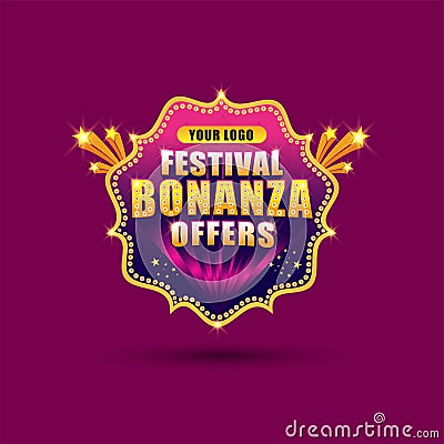 Festival Bonanza Offer 3D Extrude Logo Unit Vector Illustration ...