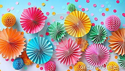 Festive Paper Decorations Array Variety Of Shapes, Colors And Textures ...
