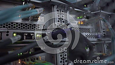 Fiber Optical Connector Interface. Fibre Channel Swich Stock Footage ...