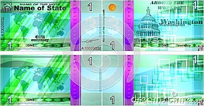 Fictional Banknotes On The Theme `Around The World`. Blank Forms For ...