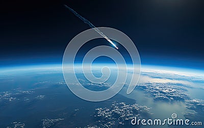Fictional Space View Of An Object, Meteorite Or Rocket Re-entering The ...