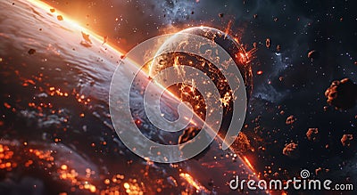 Fiery Collision Of Planets In Outer Space Royalty-Free Stock Photo ...